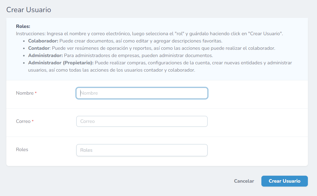 Crear un nuevo usuario – PLEXapps de CARI Latinoamérica