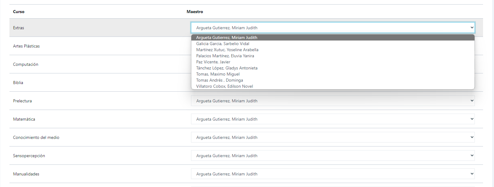 Asignar cursos – PLEXapps de CARI Latinoamérica
